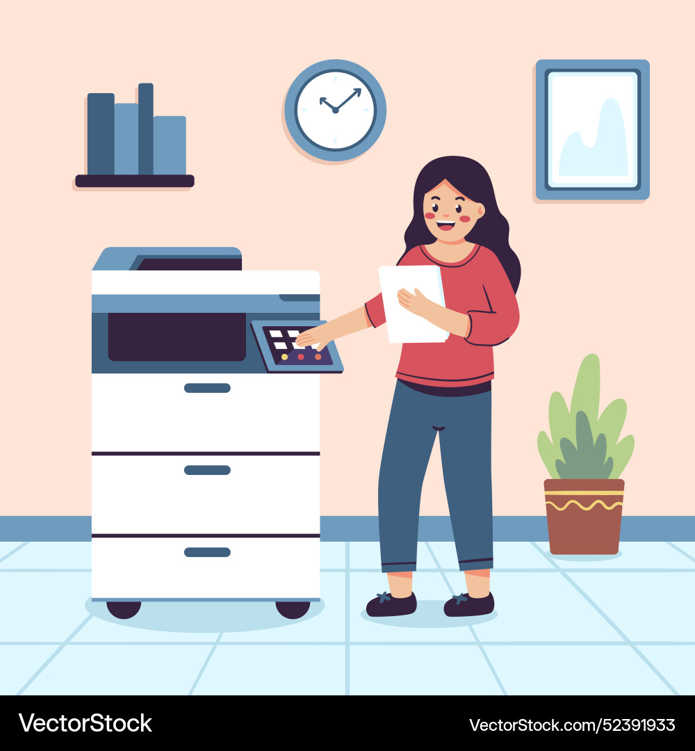 Hand drawn office printer Royalty Free Vector Image