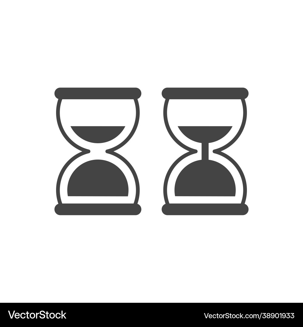 Hourglass simple black icon set Royalty Free Vector Image