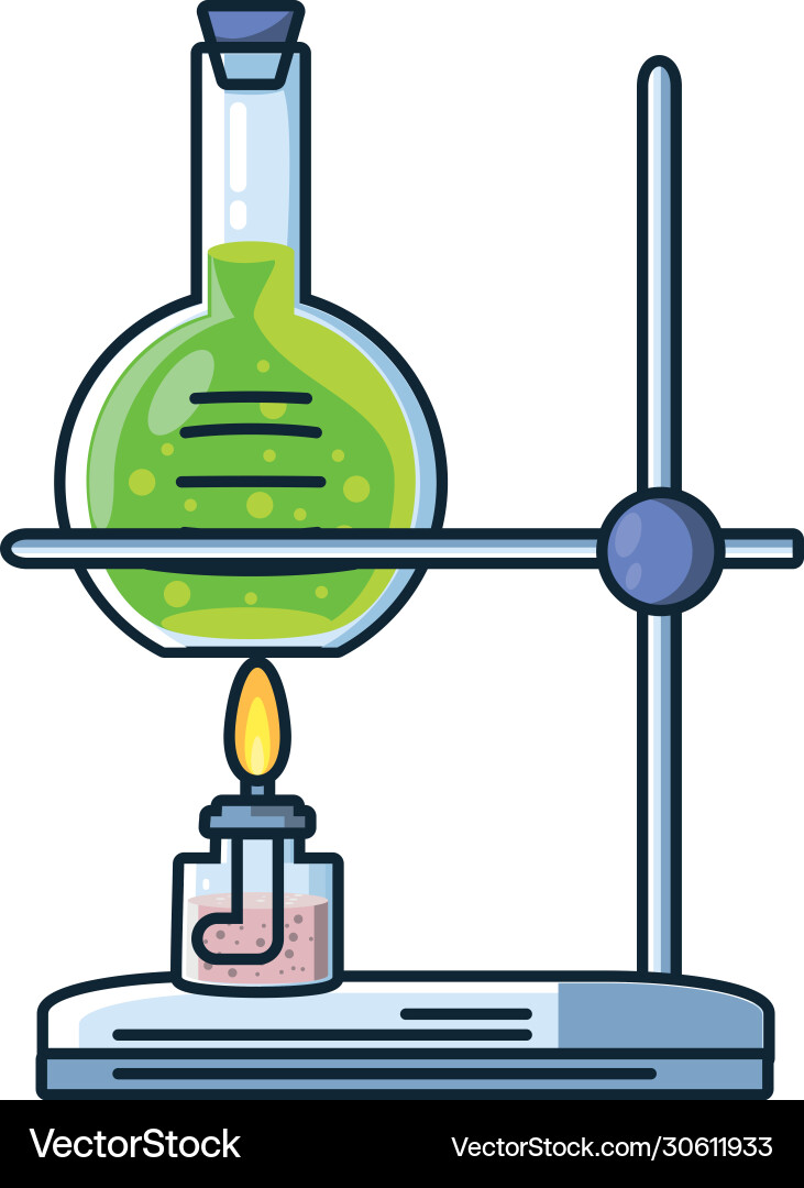 Laboratory burner with tube test on white Vector Image