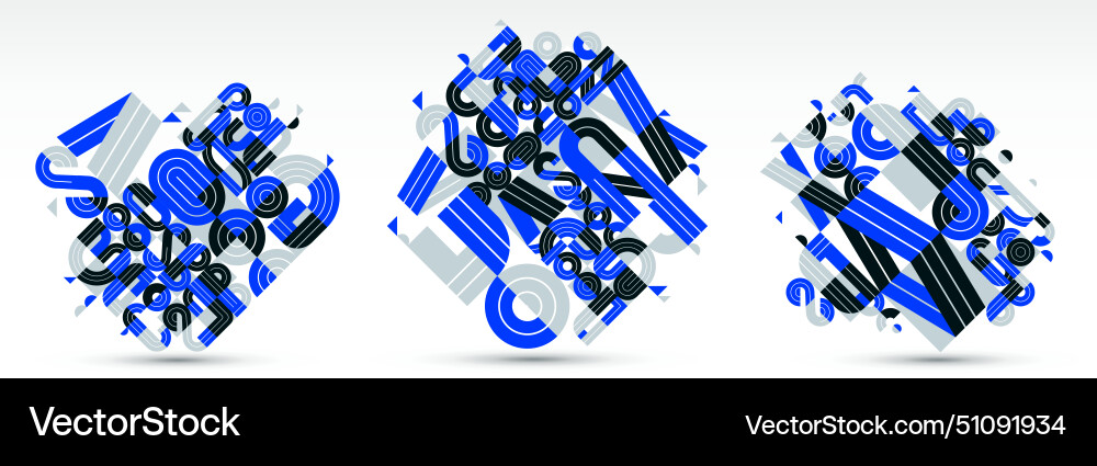 Abstract modern trendy designs set blue geometric Vector Image