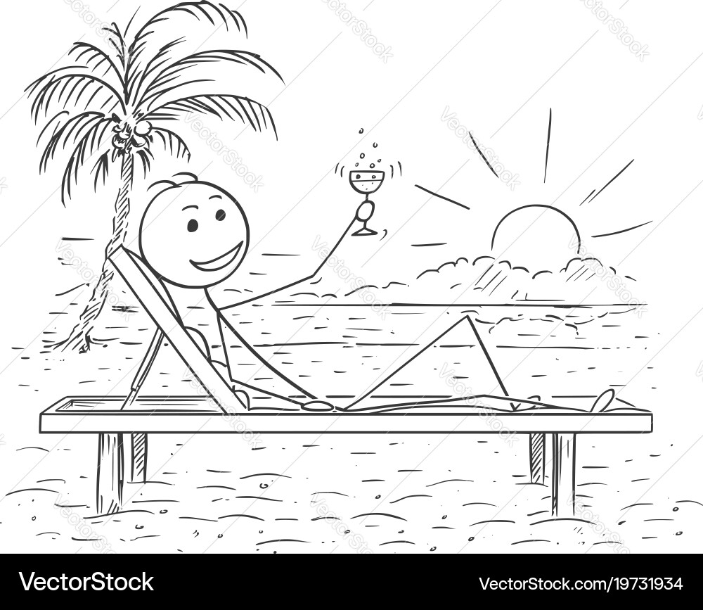 Conceptual cartoon of successful man relaxing Vector Image