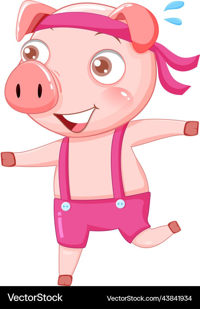 Cute pig cartoon character working out Royalty Free Vector