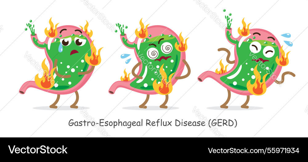 Gastroesophageal reflux disease gerd set Vector Image