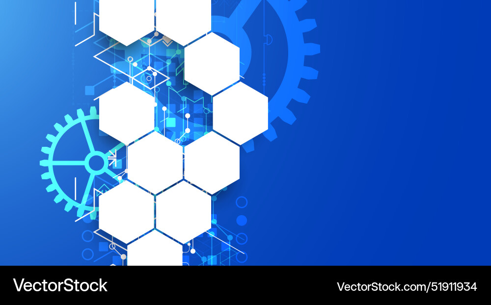 Gear wheel technology pattern on blue gradient Vector Image