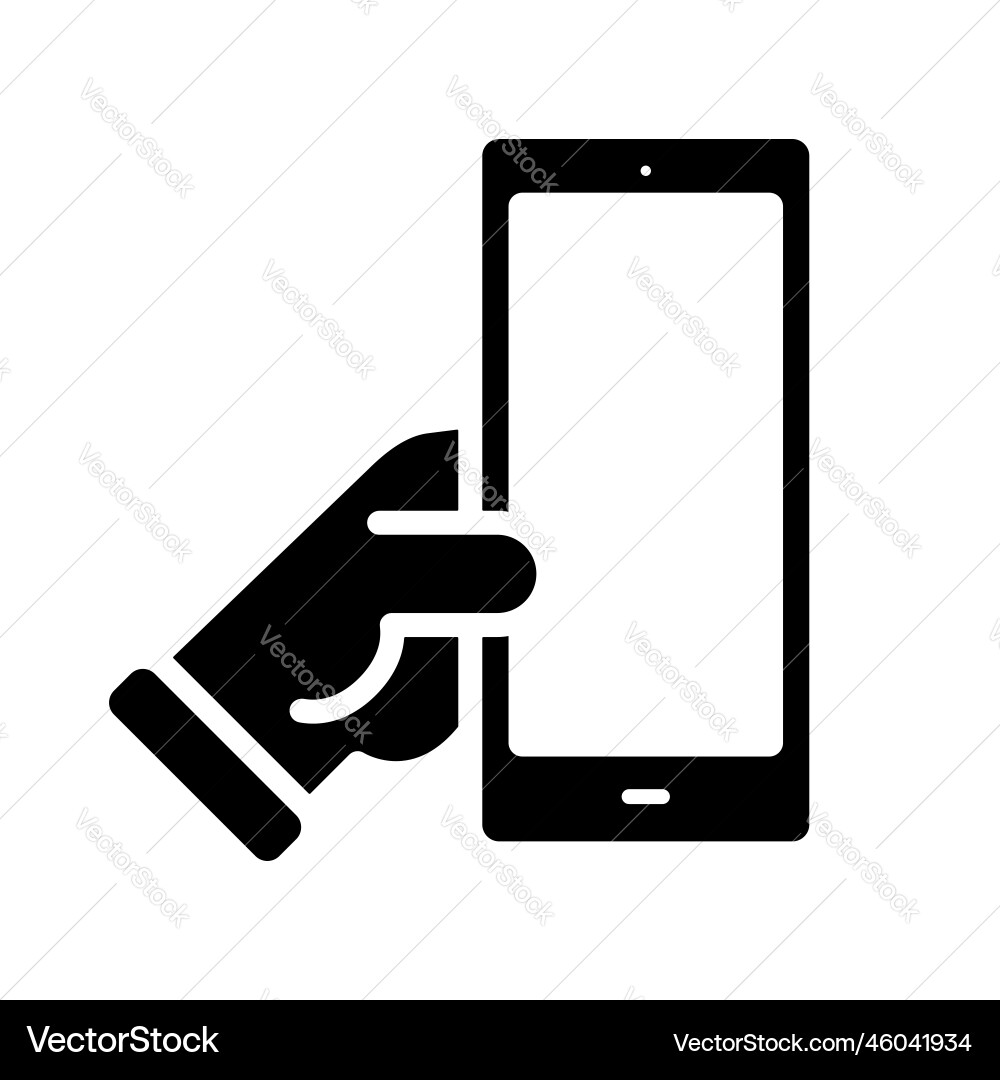 Hand holding a smart phone icon symbol Royalty Free Vector