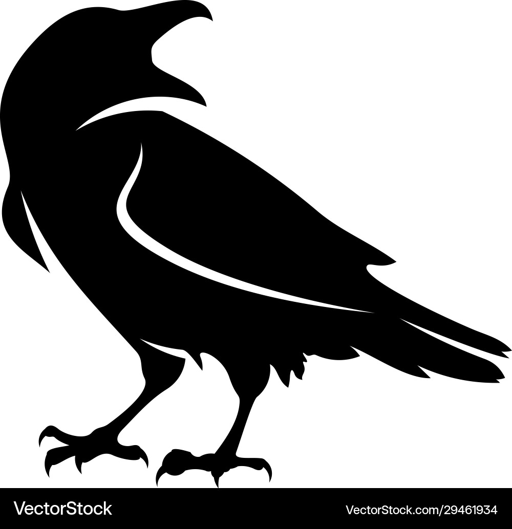 Raven bird logo template black silhouette Vector Image
