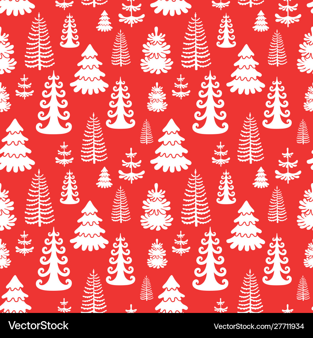 Red seamless pattern with christmas trees eps10 Vector Image