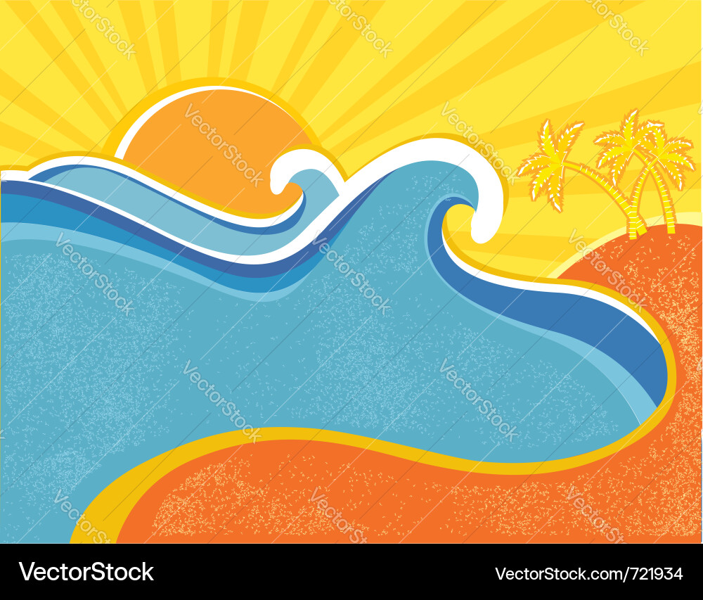 Sea waves poster Royalty Free Vector Image - VectorStock