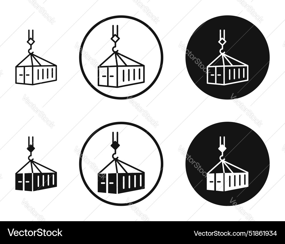 Shipping container icon set in black and white Vector Image
