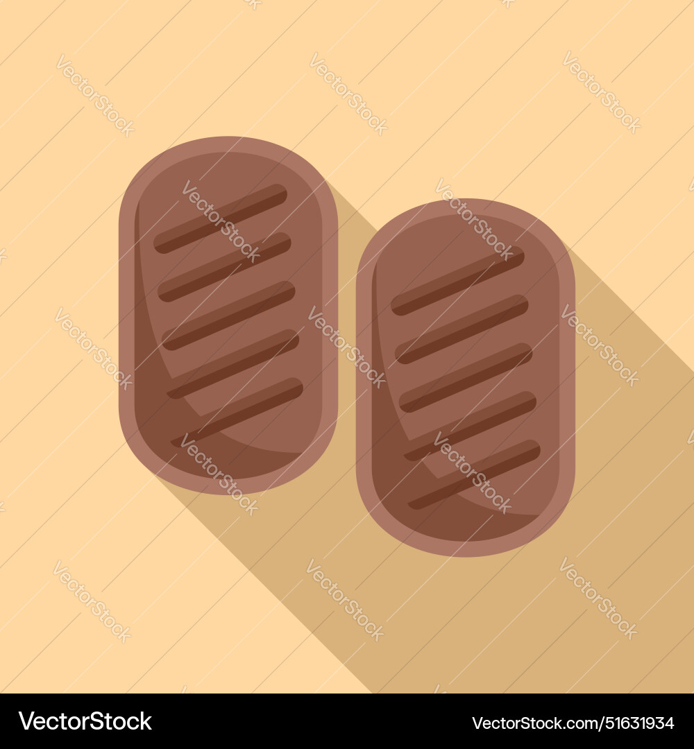 Two grilled burger patties lying side by side on Vector Image