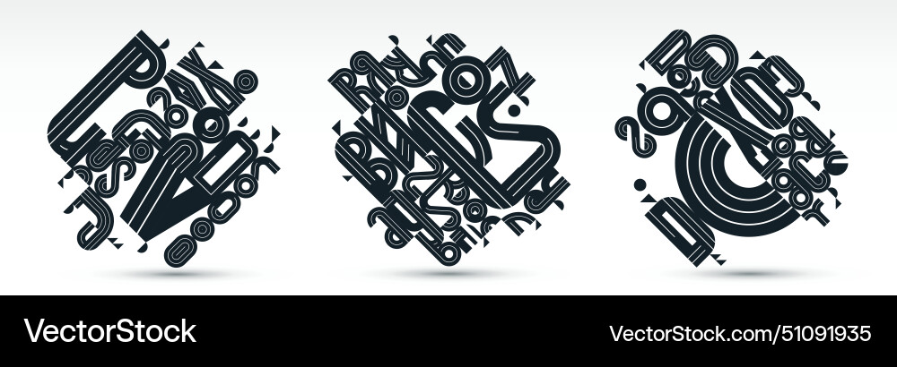 Abstract geometric composition designs set black Vector Image