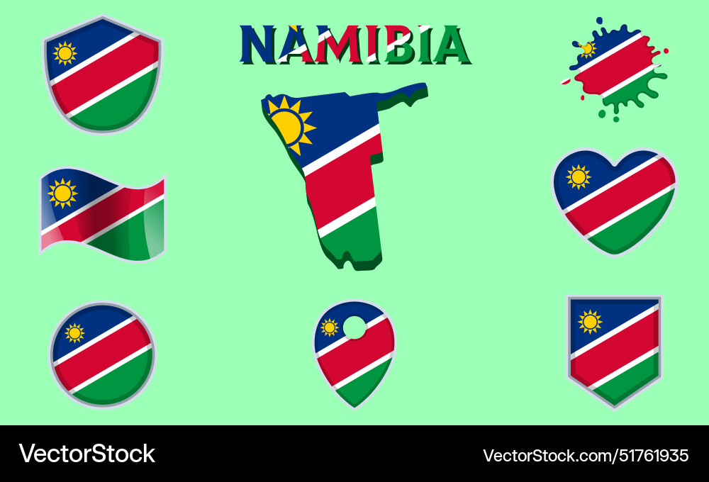 Collection of flat national flags namibia Vector Image