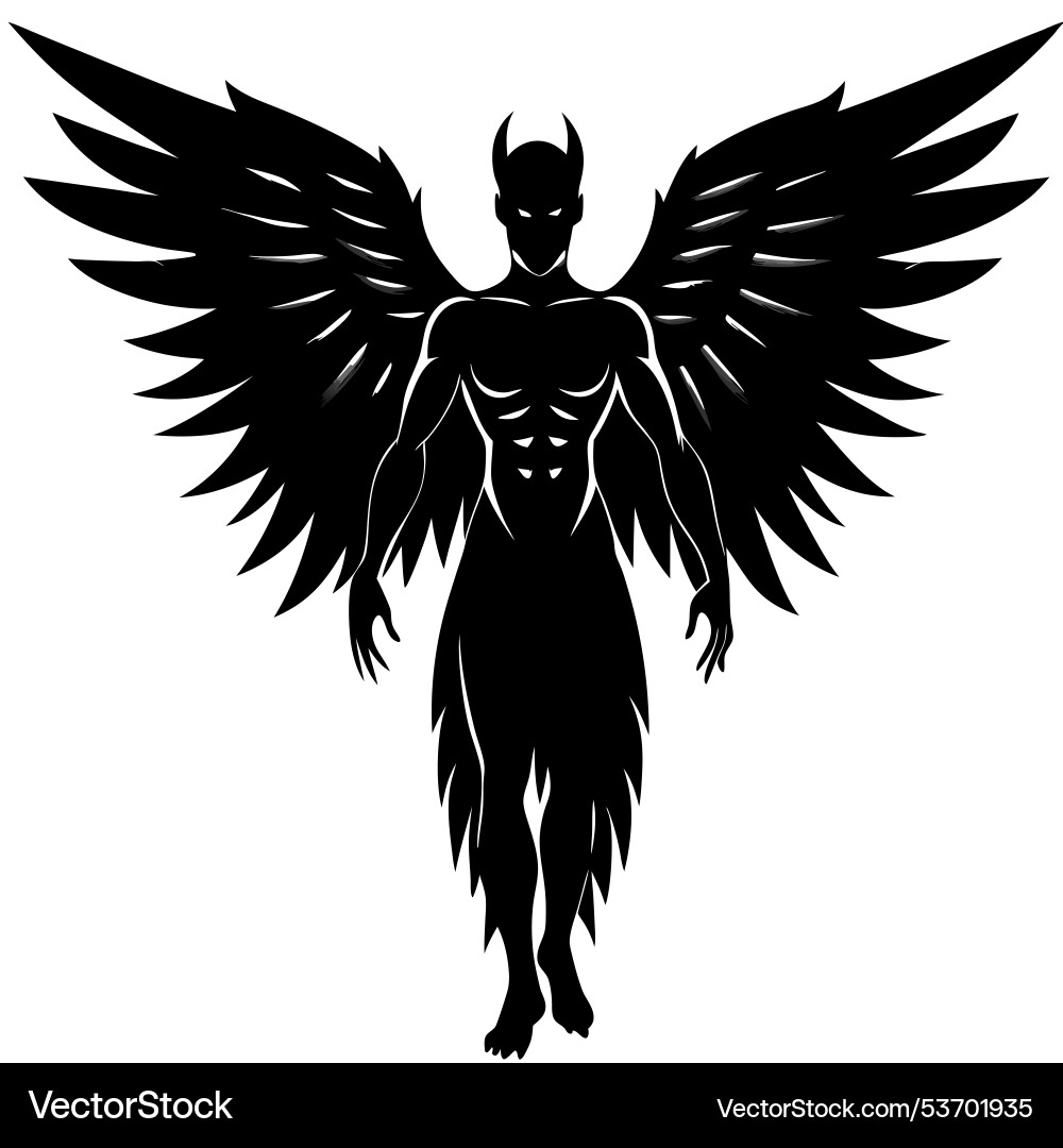 Fantasy black angel black angel feathers dramatic Vector Image