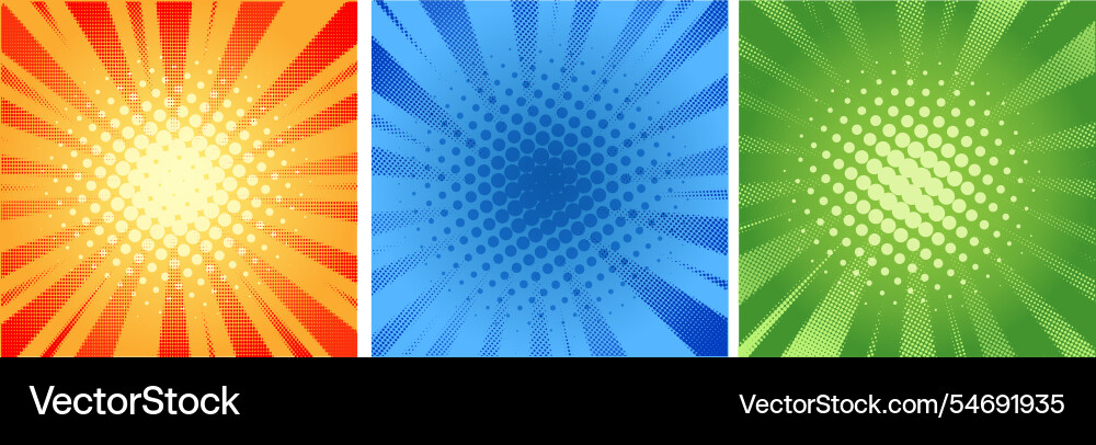 Halftone colorful sun rays background Royalty Free Vector