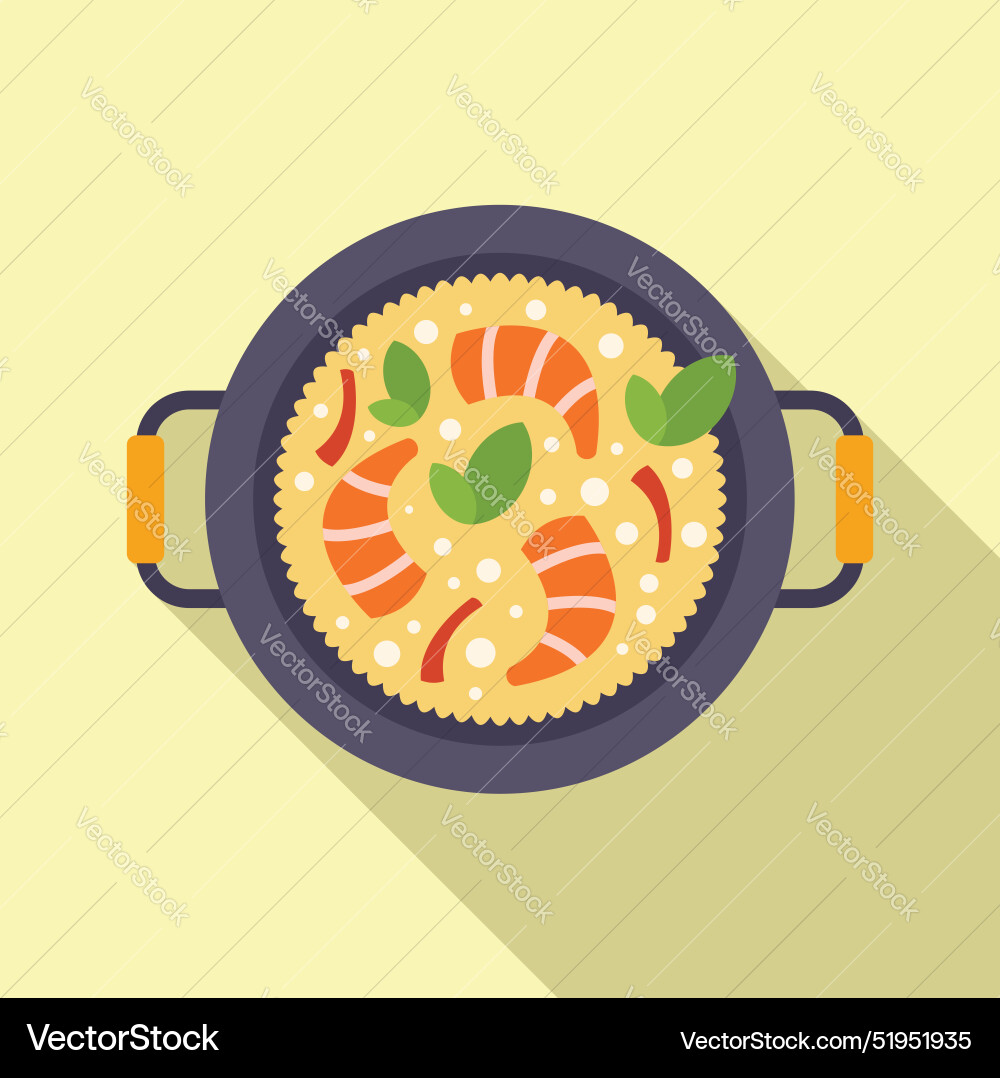 Paella pan containing traditional spanish rice Vector Image