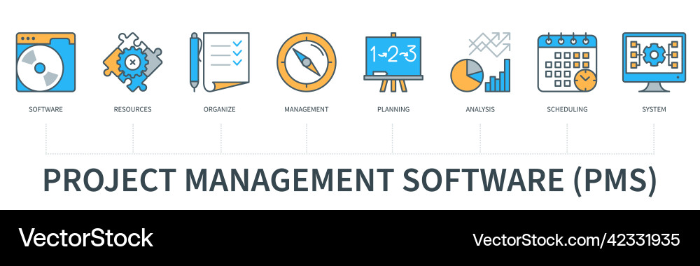 Project Management Software Icons Royalty Free Vector Image