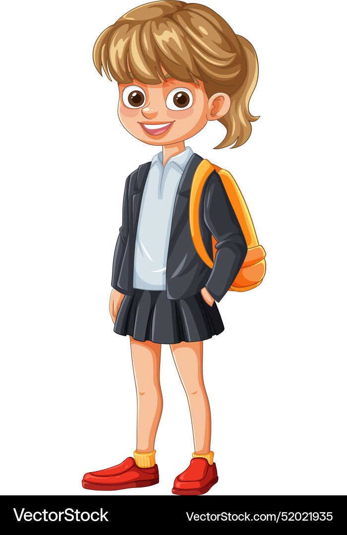 Smiling girl in school uniform and backpack Vector Image