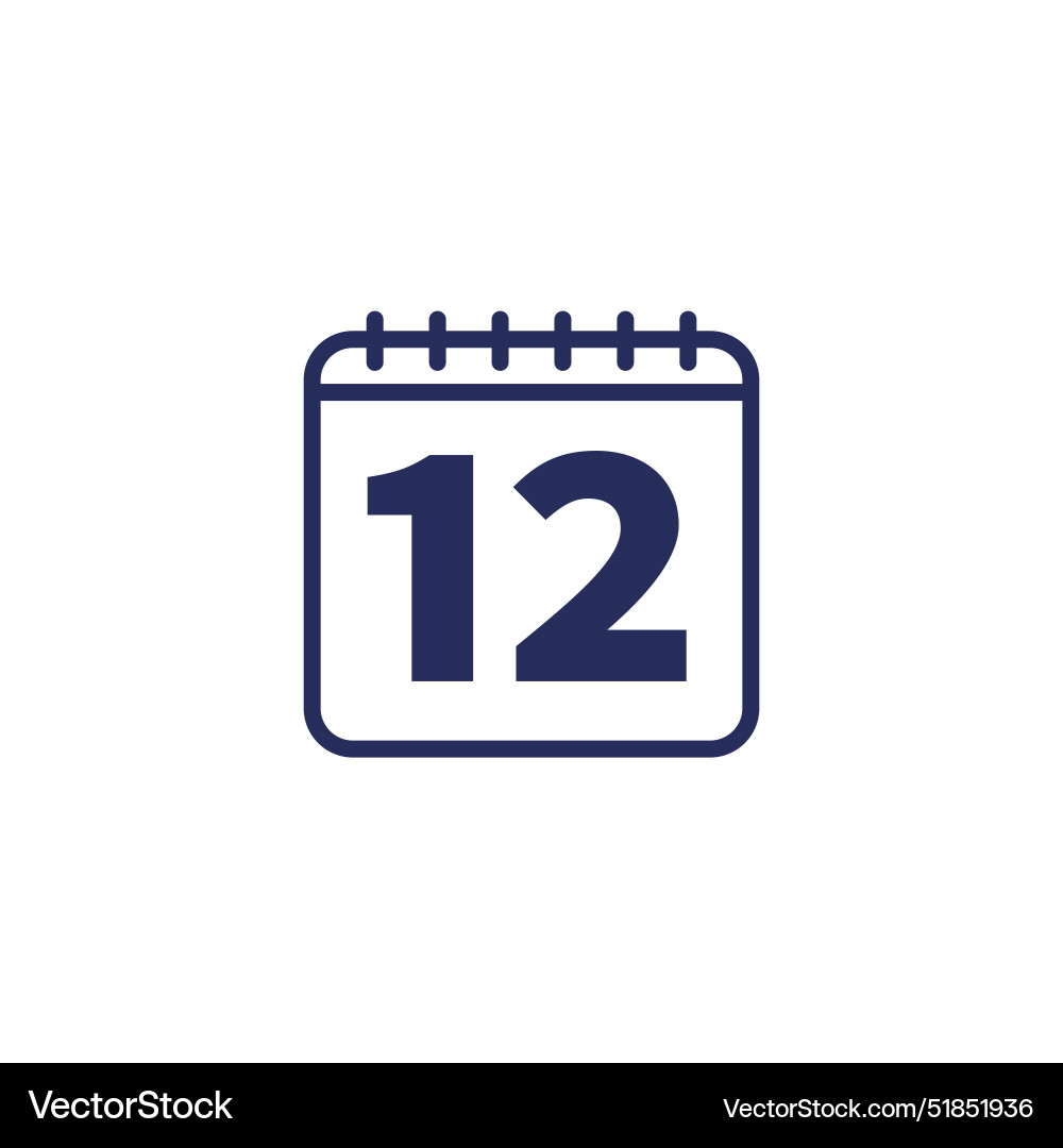 12 month icon with a calendar Royalty Free Vector Image