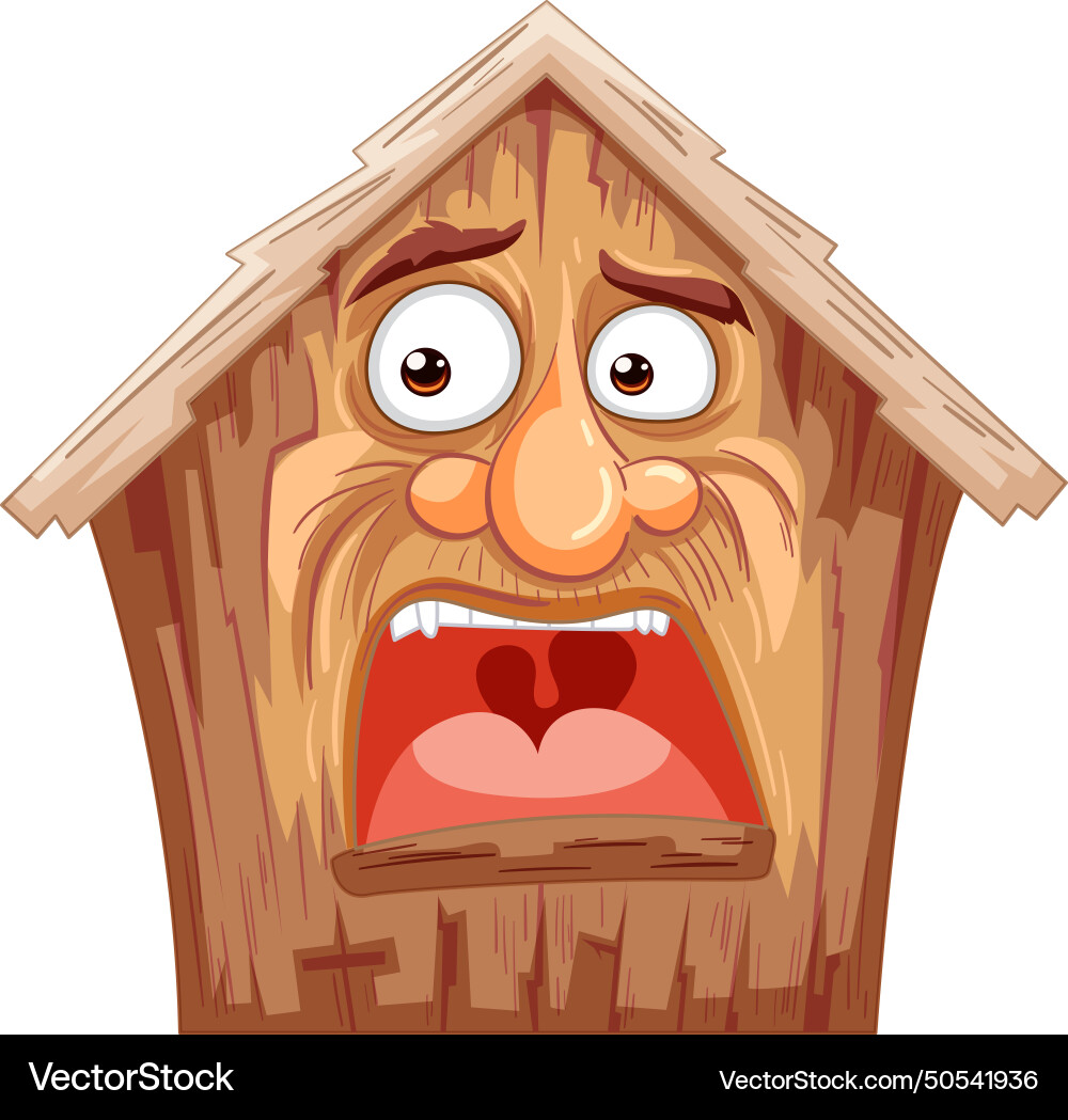 An anthropomorphic house showing a scared Vector Image