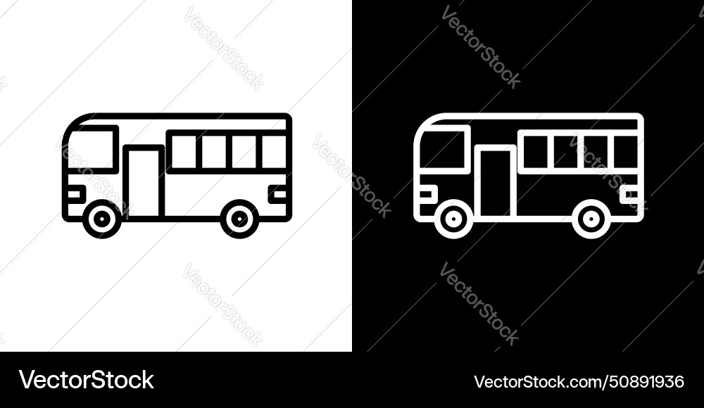 Bus coach icon set shuttle side symbol Royalty Free Vector