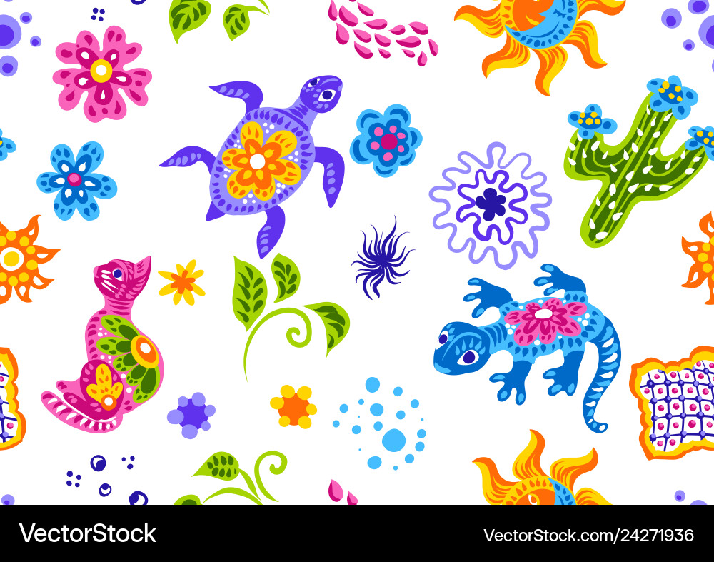 Colorful Mexican Talavera Pattern Royalty Free Vector Image