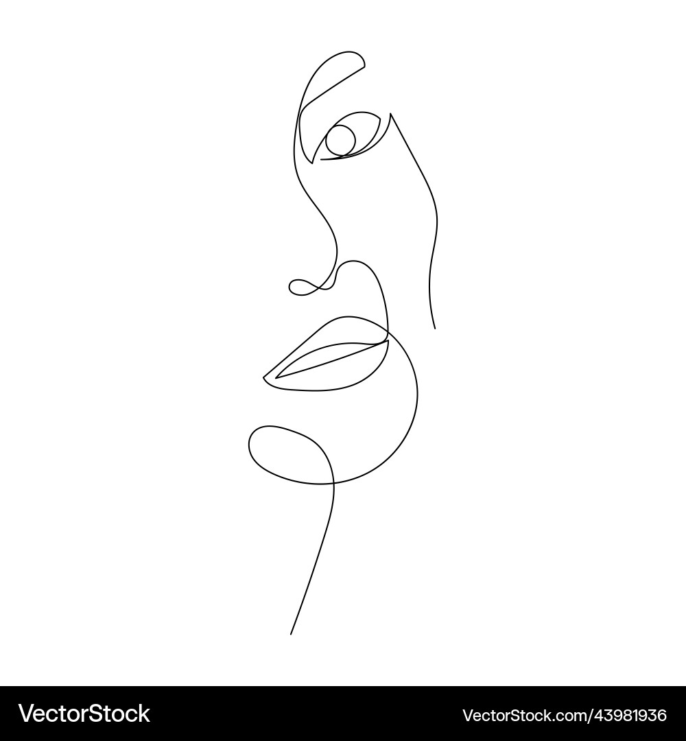 Continuous line drawing of portrait Royalty Free Vector