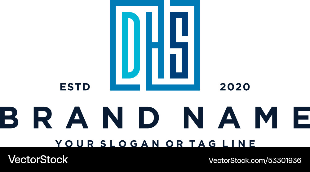 Creative letter dhs square logo design Royalty Free Vector