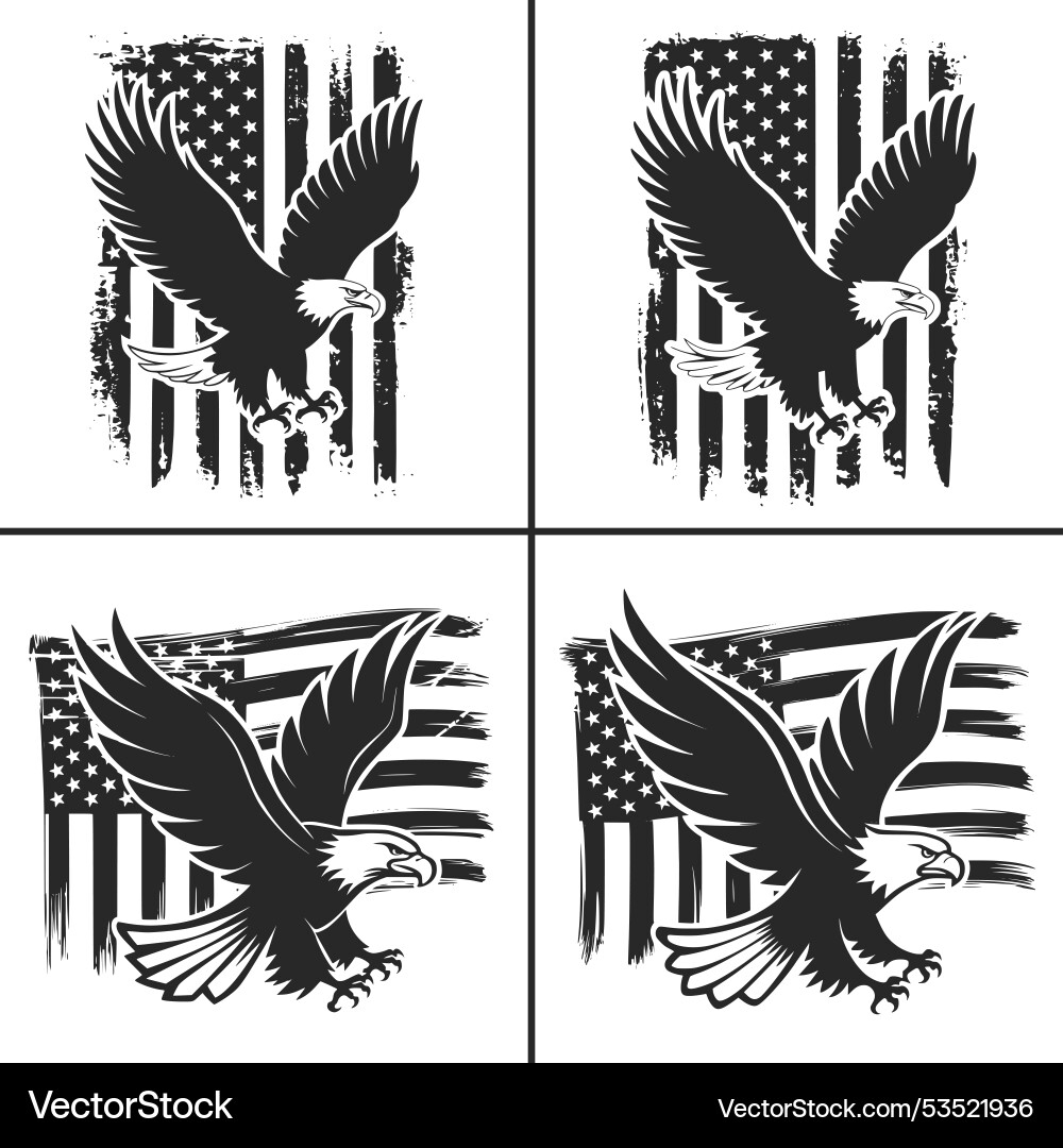 Eagle with american flag svg bundle file Vector Image