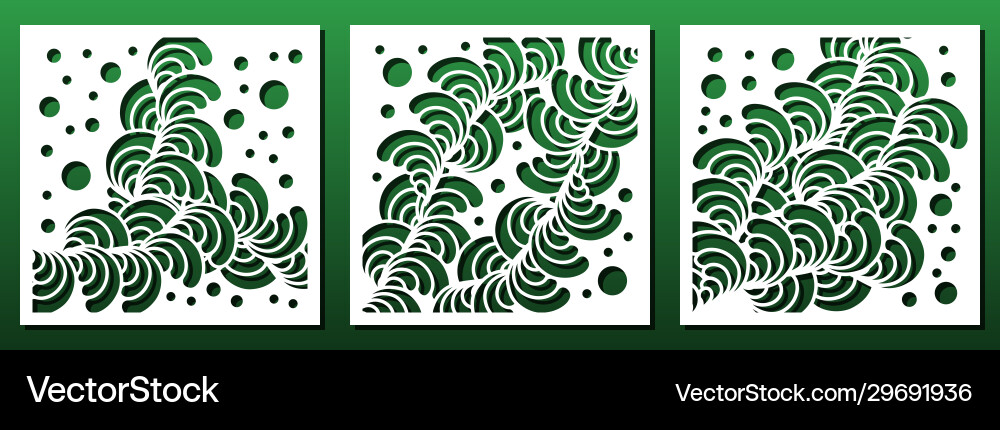 Laser cut panel templates with abstract geometric Vector Image