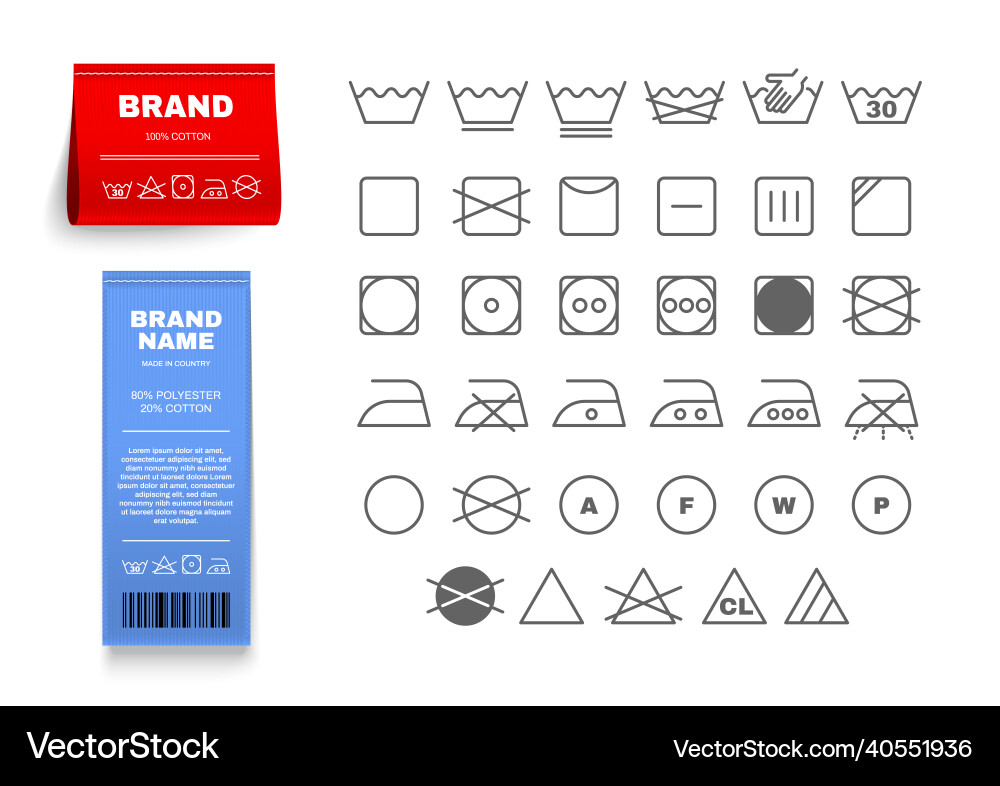 Laundry labels tag set Royalty Free Vector Image
