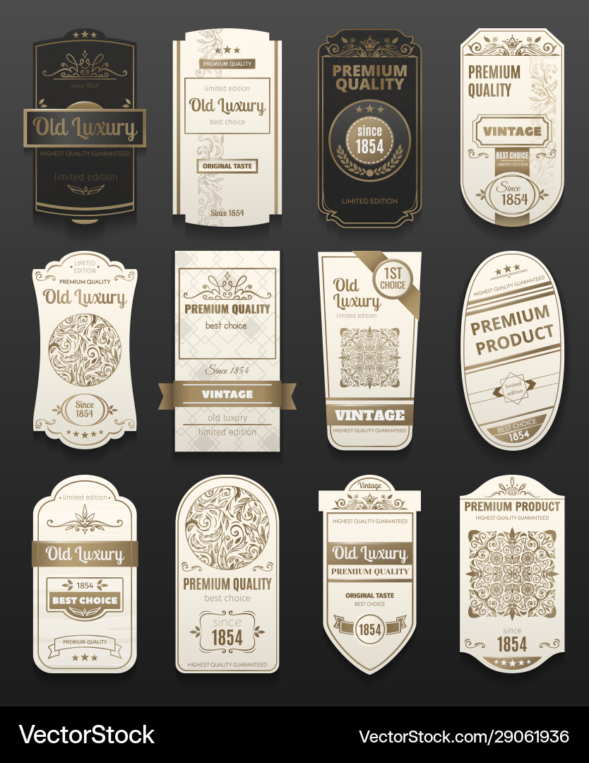 Luxury labels set Royalty Free Vector Image - VectorStock
