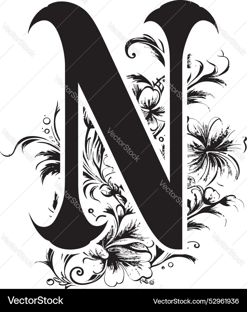 Nebula script stellar letter n decor nostalgic Vector Image