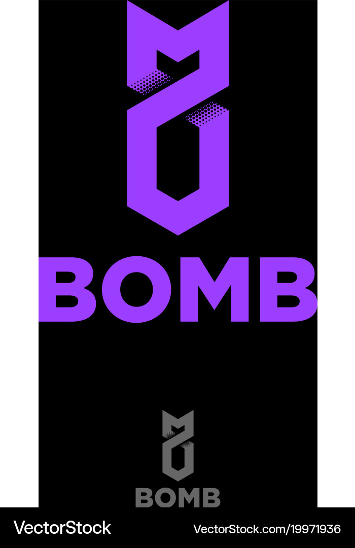 Purple Origami Bomb Emblem Royalty Free Vector Image