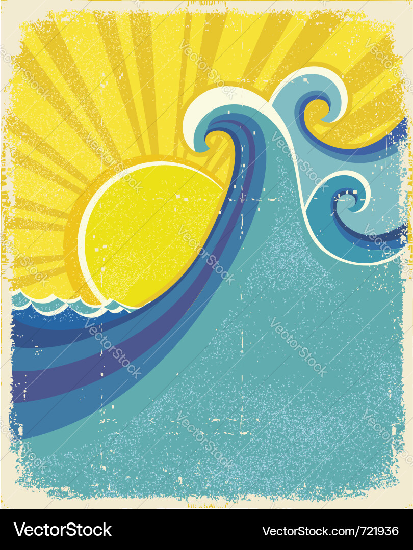 Sea waves poster Royalty Free Vector Image - VectorStock
