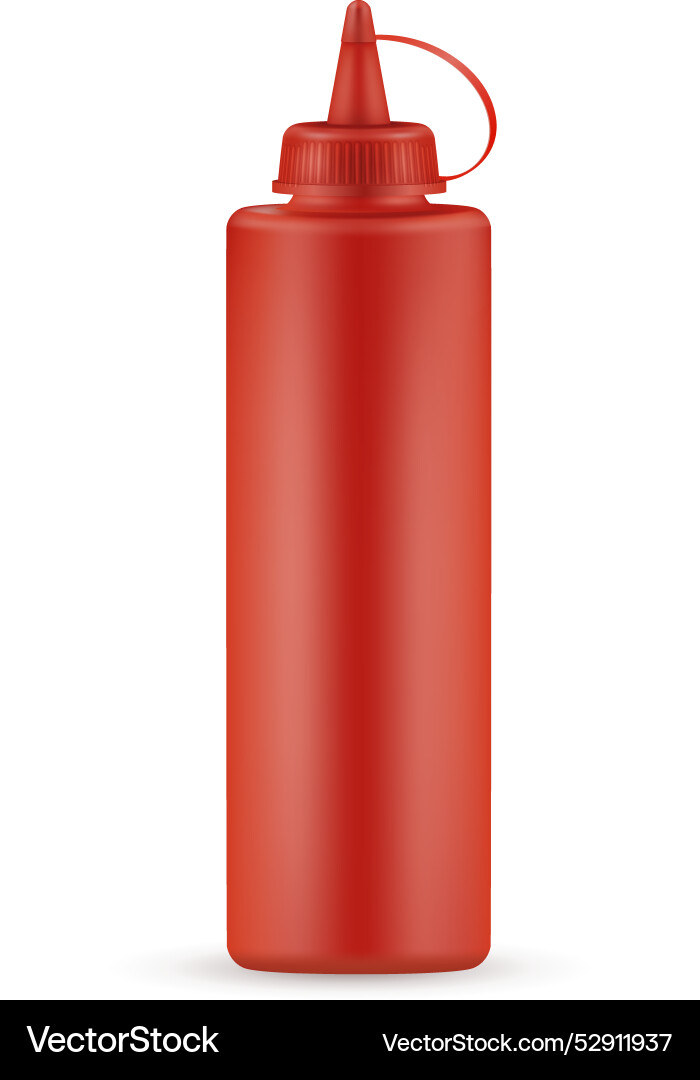 A bright red ketchup bottle standing alone Vector Image