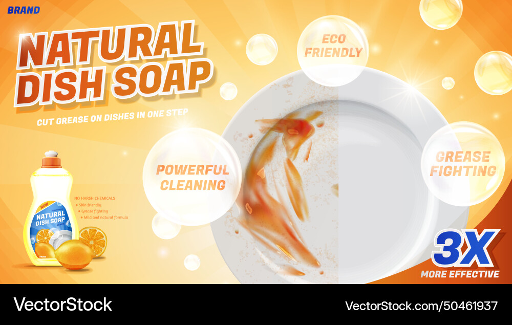 Ad template for dish soap Royalty Free Vector Image