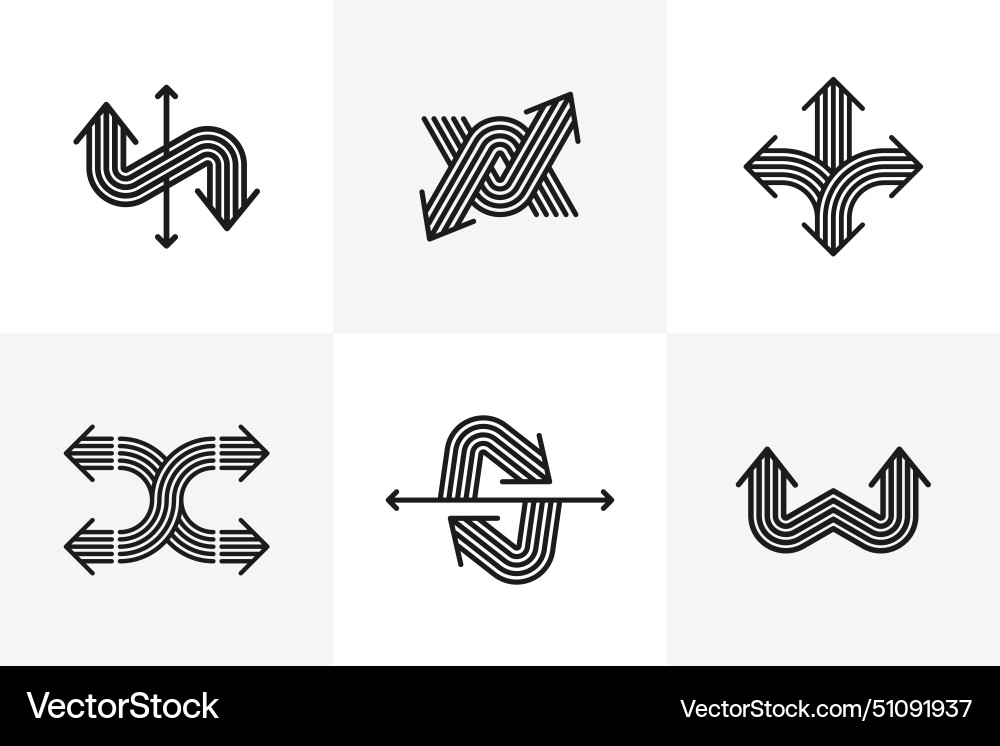 Arrow original logos set isolated pictogram Vector Image