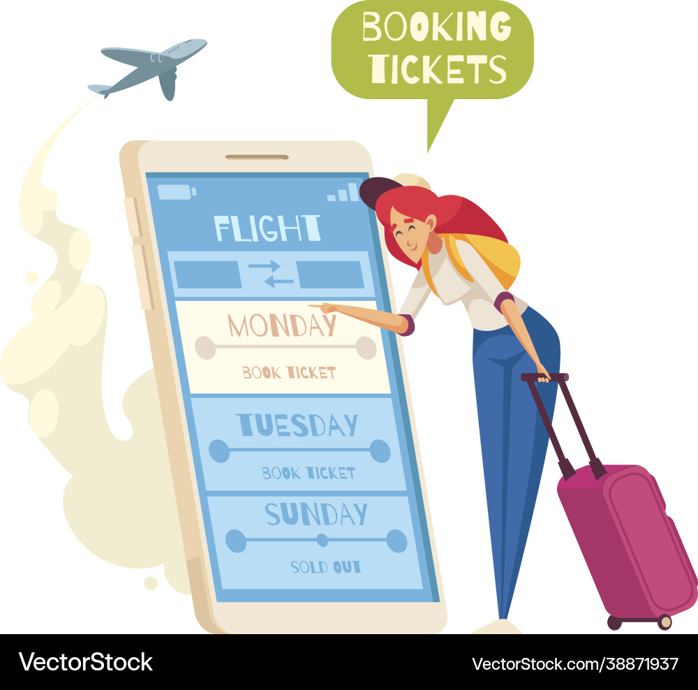 Booking tickets composition Royalty Free Vector Image