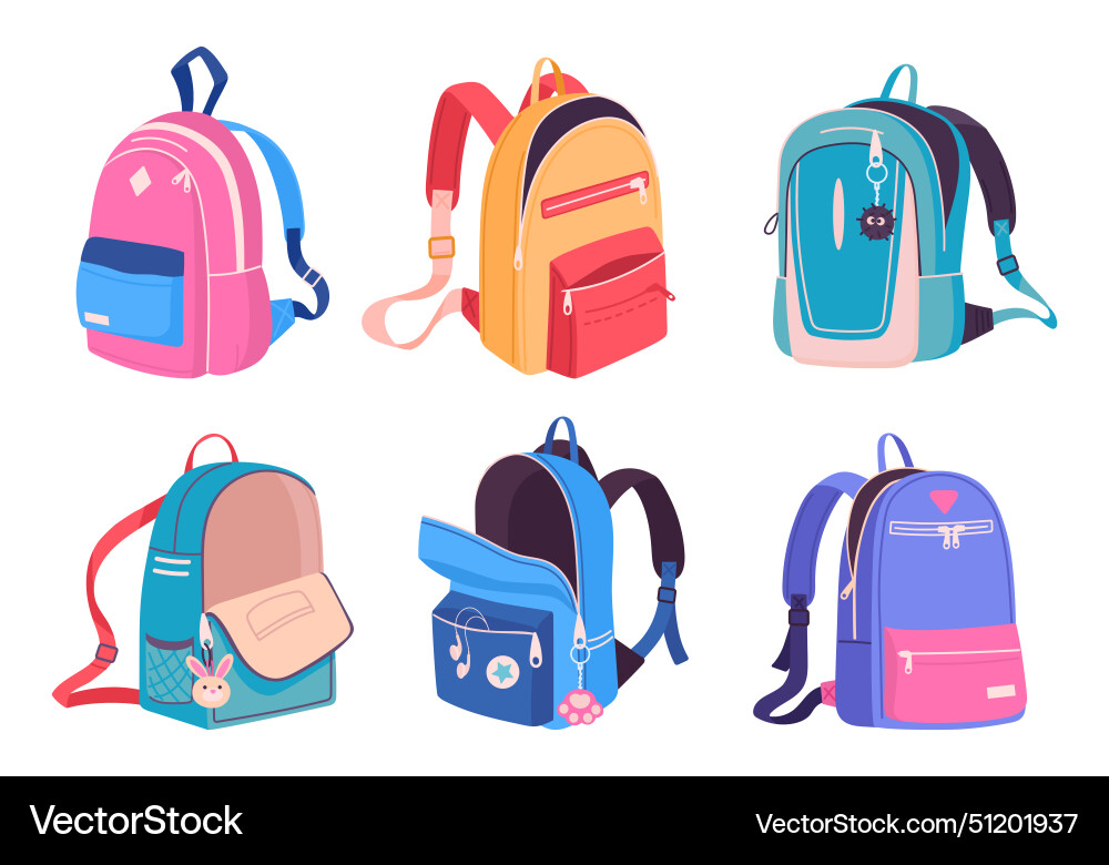 Cartoon school backpacks empty bags Royalty Free Vector