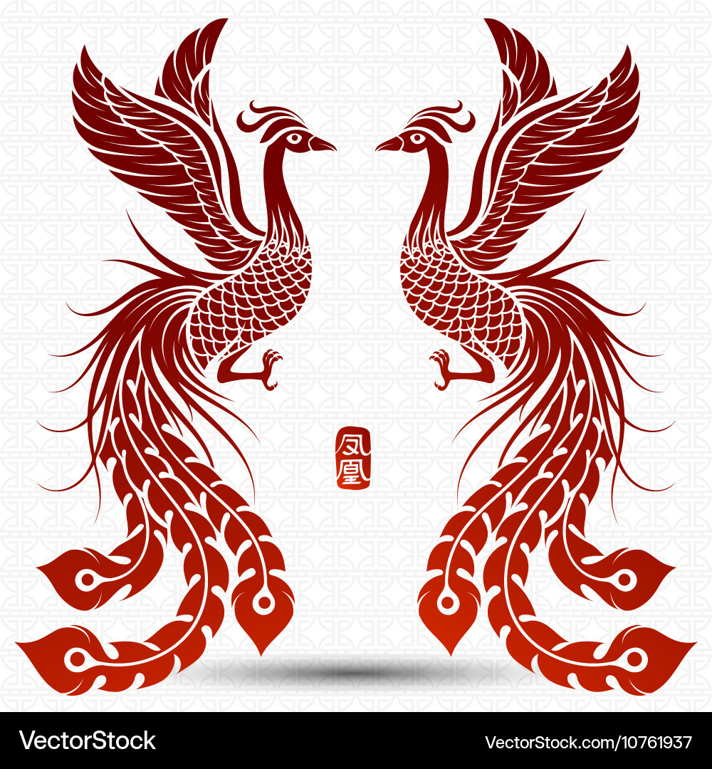 Chinese Phoenix Motif Royalty Free Vector Image