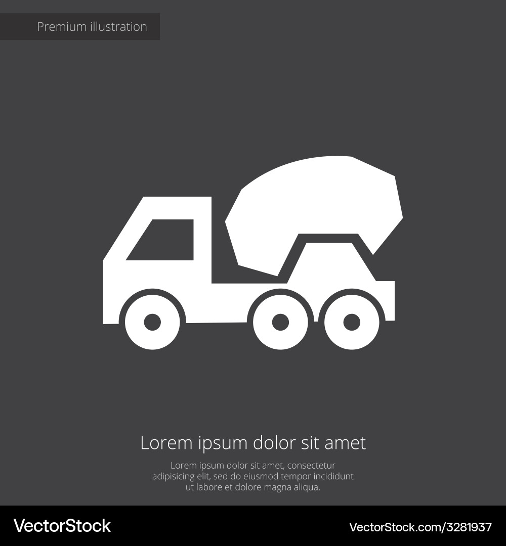 Concrete mixer premium icon white on dark Vector Image