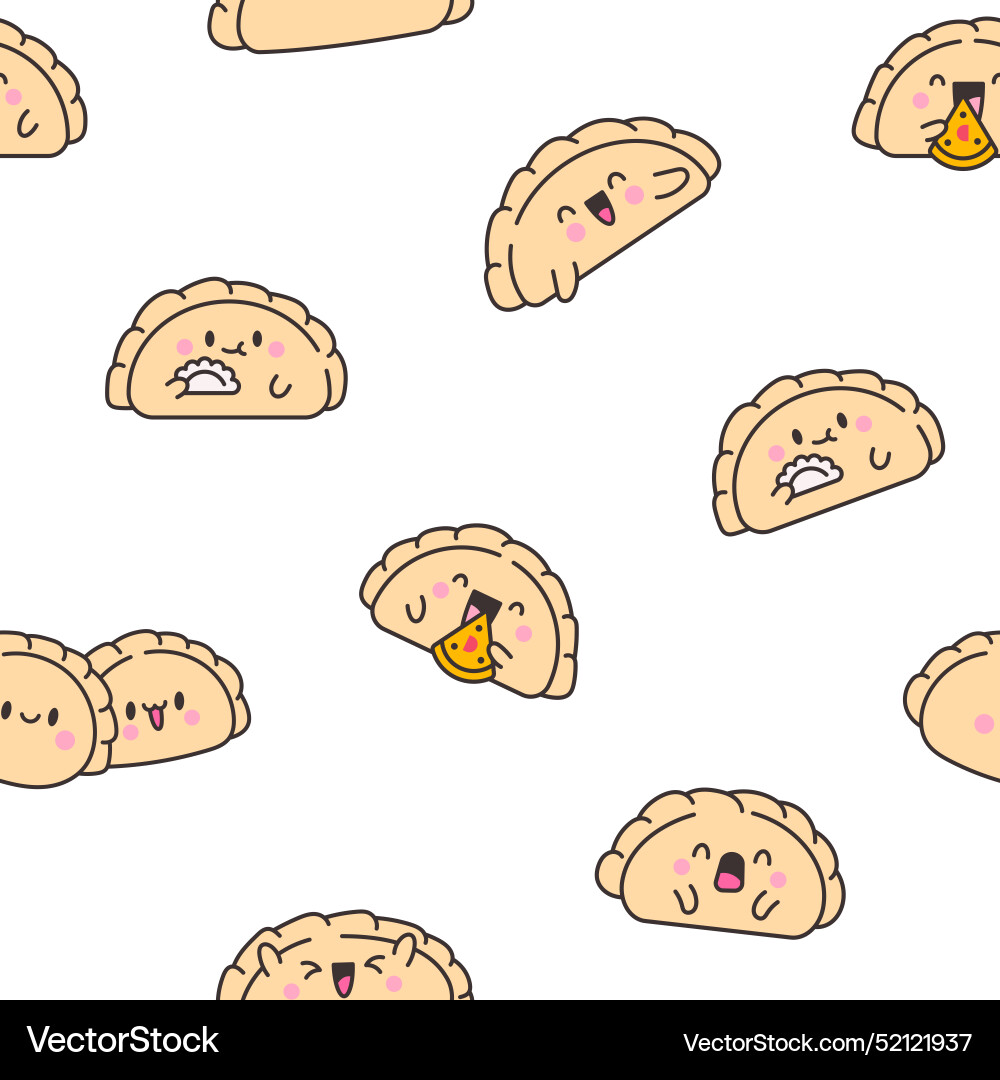 Cute kawaii dumpling seamless pattern Royalty Free Vector