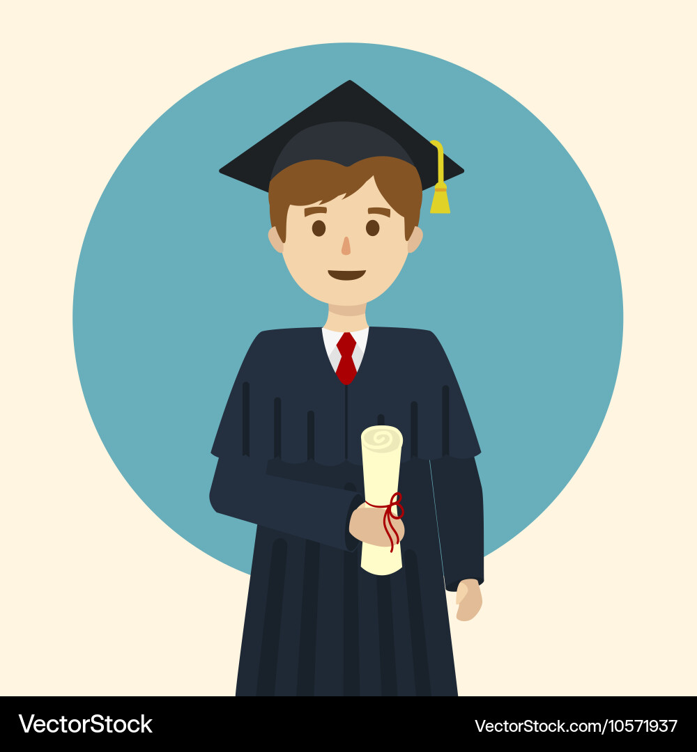 Graduate student cartoon Royalty Free Vector Image