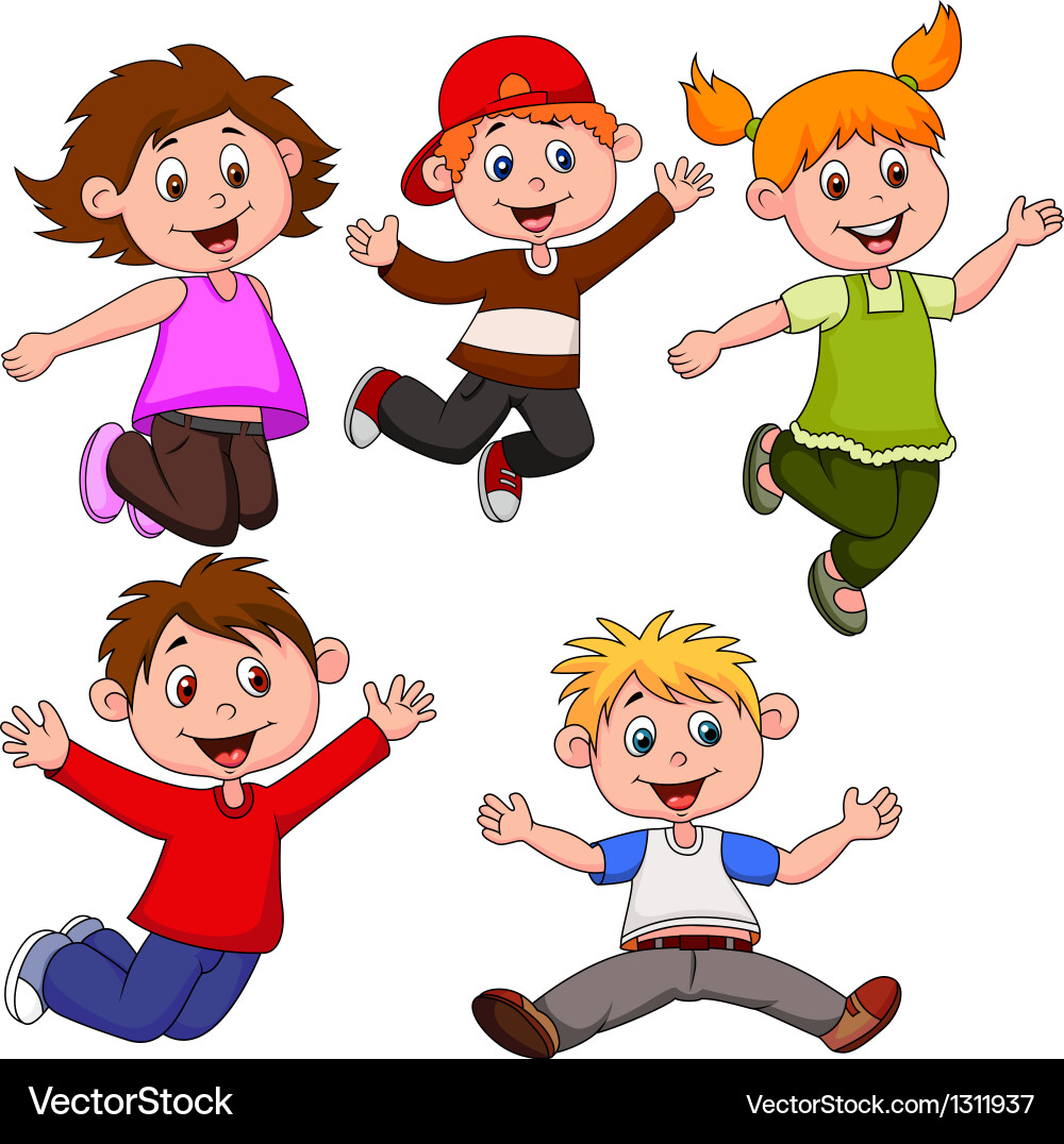 Happy children cartoon Royalty Free Vector Image