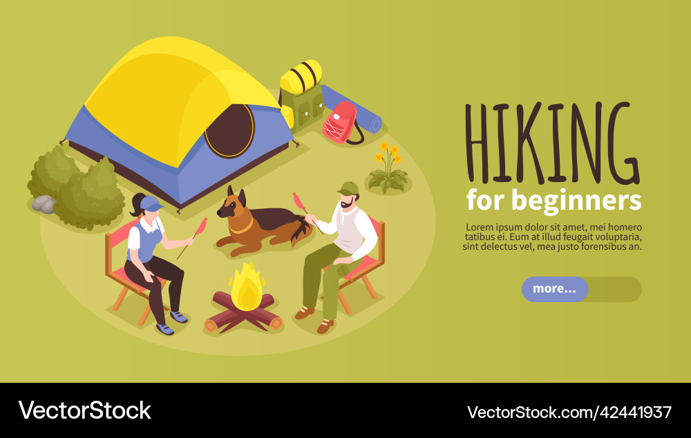 Hiking beginners horizontal banner Royalty Free Vector Image