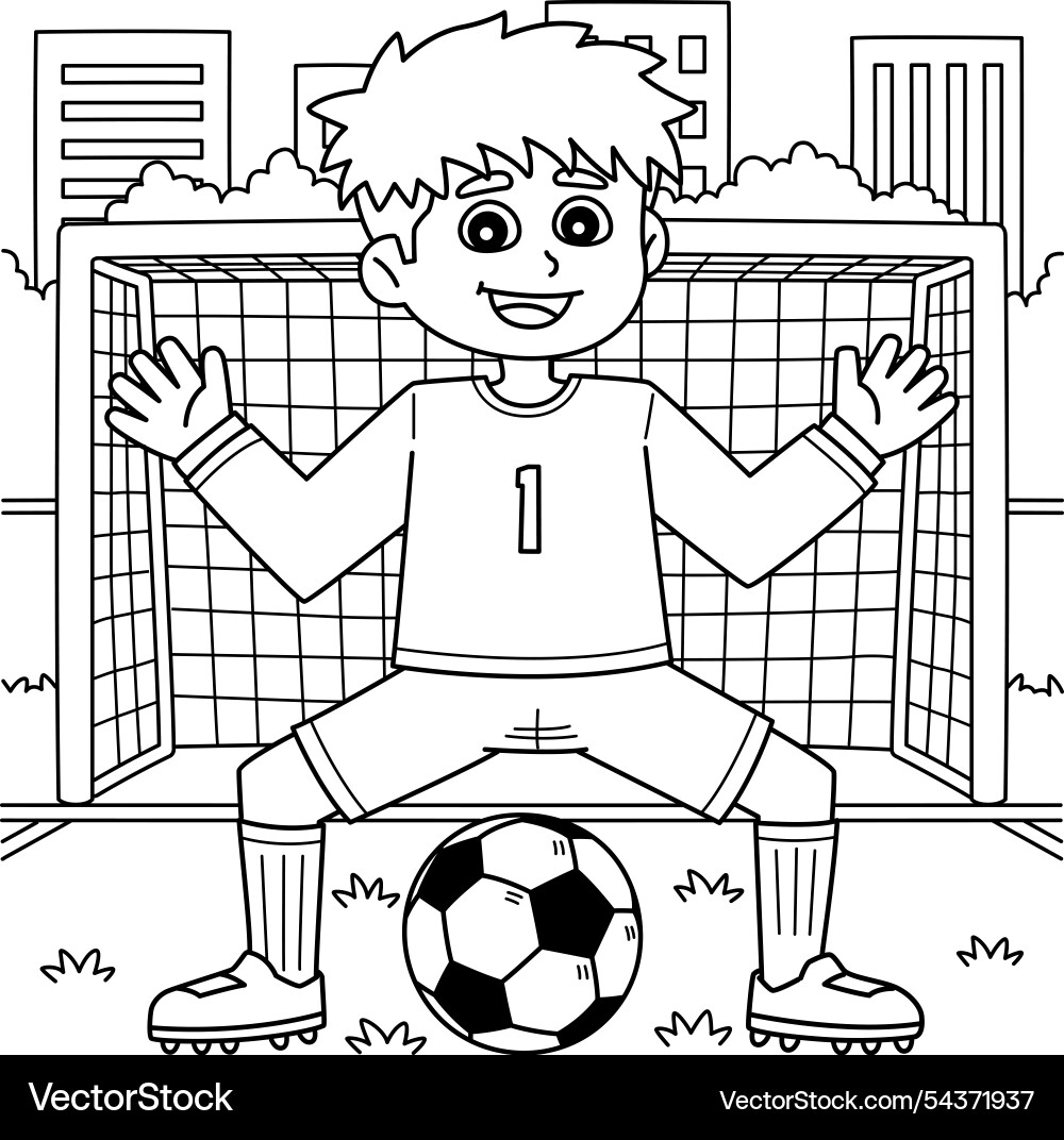 Male soccer player goalkeeper coloring page Vector Image