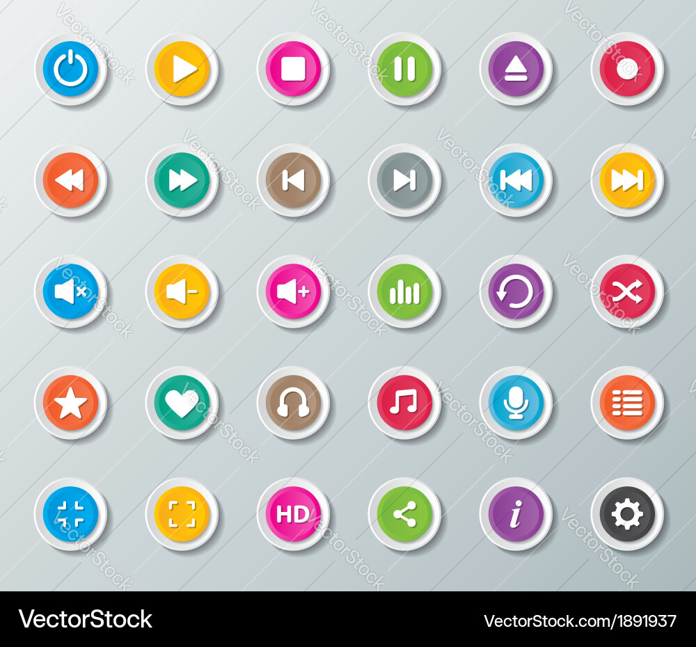 Media player buttons Royalty Free Vector Image