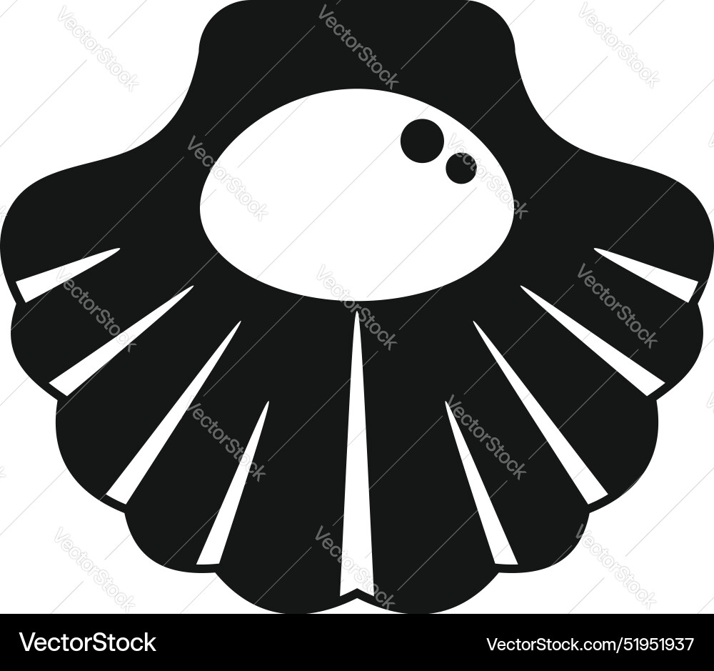 Open scallop shell showing inner pearl in simple Vector Image
