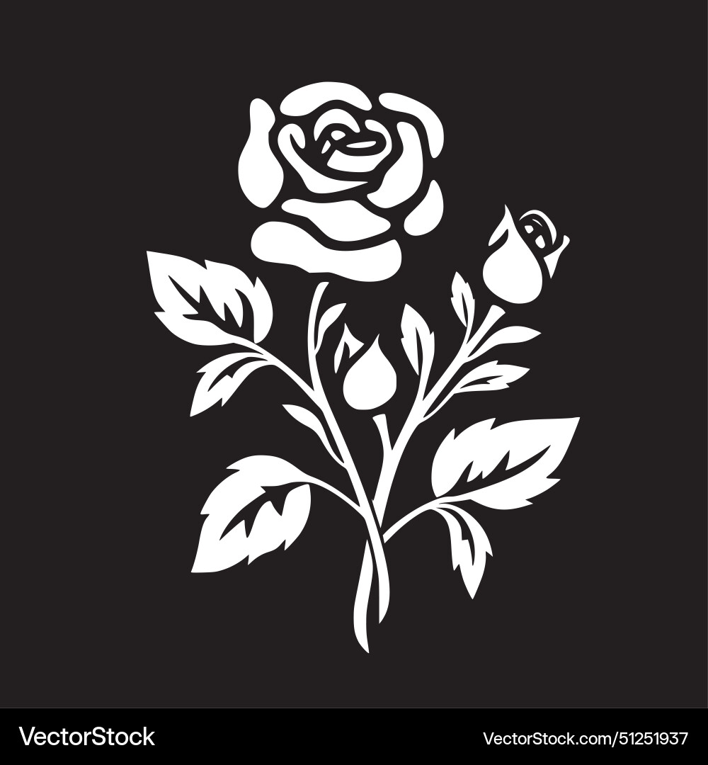 Roses - black and white isolated icon Royalty Free Vector