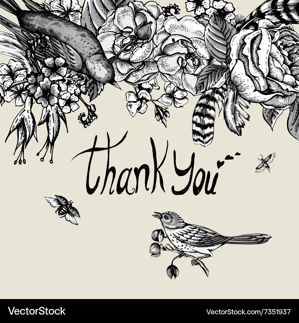 Thank you hand drawn greeting card Royalty Free Vector Image